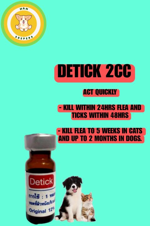 Detick - Solution for Scabies, Fungal, Lice, Ticks for Pets (2cc ...