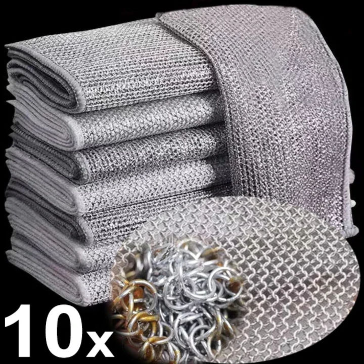 20cm Steel Wire Cleaning Cloth Double -layer Non -stick Oil Iron ...