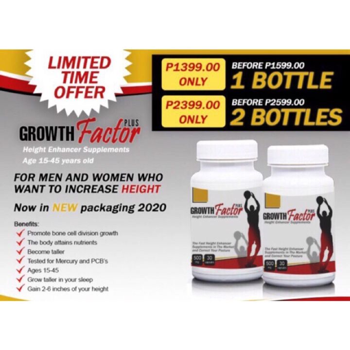 GROWTH FACTOR PLUS HEIGHT ENHANCER 30 Caps AGE 15-45 | Lazada PH