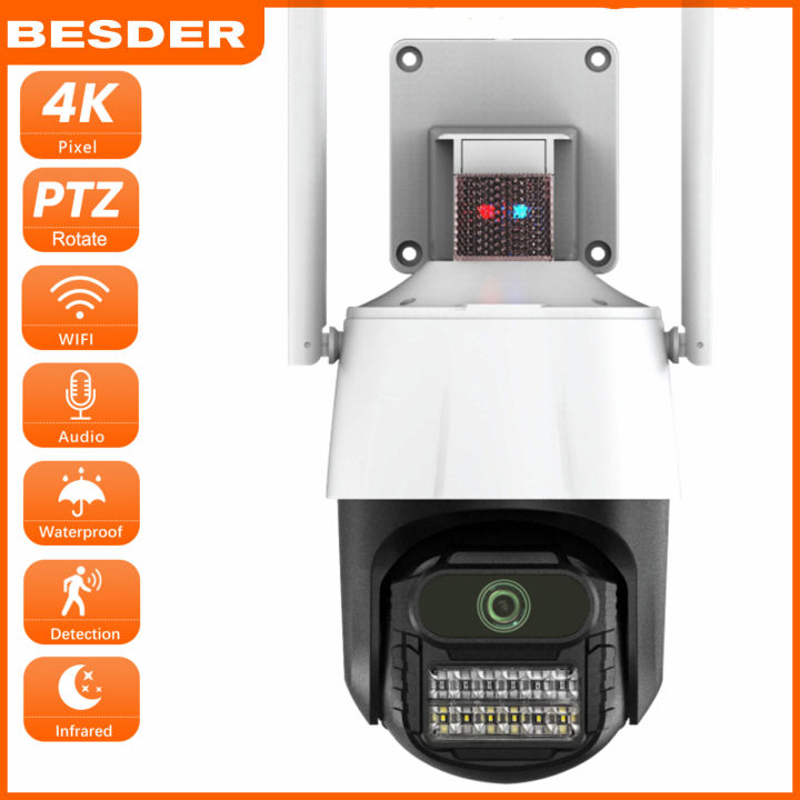 BESDER 8MP WiFi IP Camera with Anti-theft Siren Alarm Human Detect 5X ...