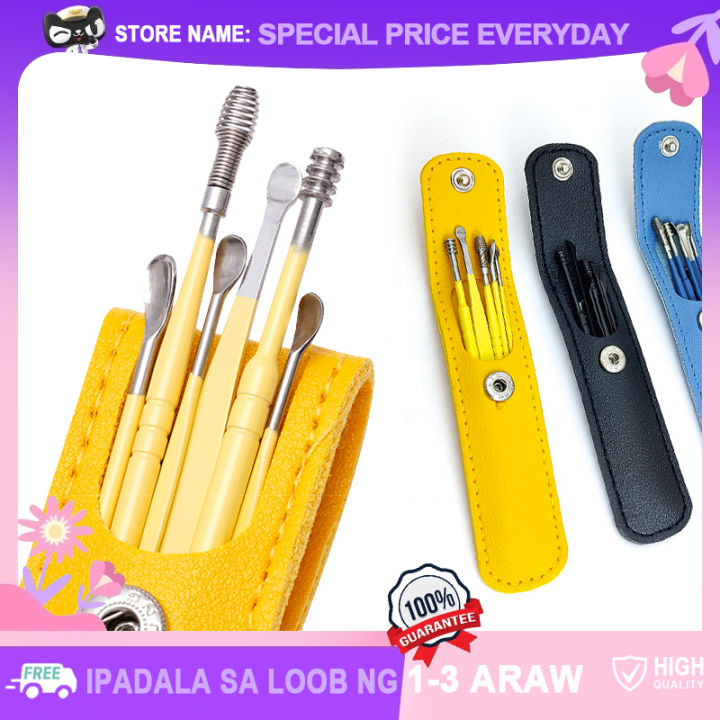 Japanese Original 6Pcs Ear Pick Set with Keychain Holder Stainless ...