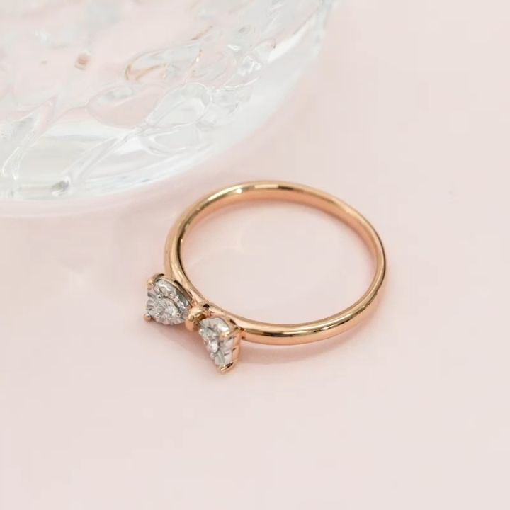 Chow Sang Sang 周生生 Daily Luxe Fantasy 18K Rose Gold Diamond Bowtie Ring 93032R | Lazada