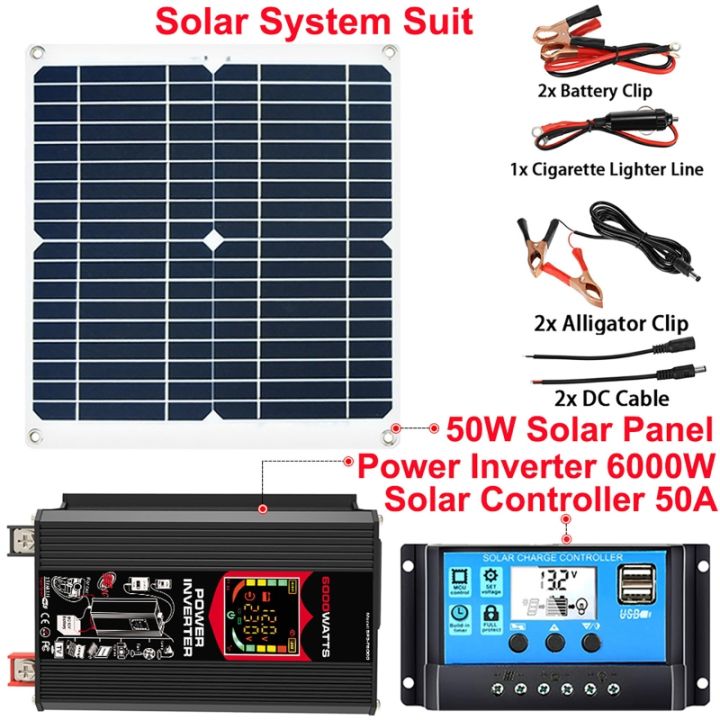 Style 2 - Power Inverter + 50A Solar Controller + 50W Solar Panel ...