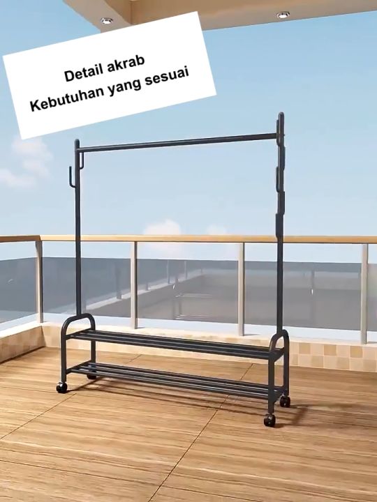 60-150cm Clothes Hanging Rack Clothes Rack Bedroom Tierd Rack ...