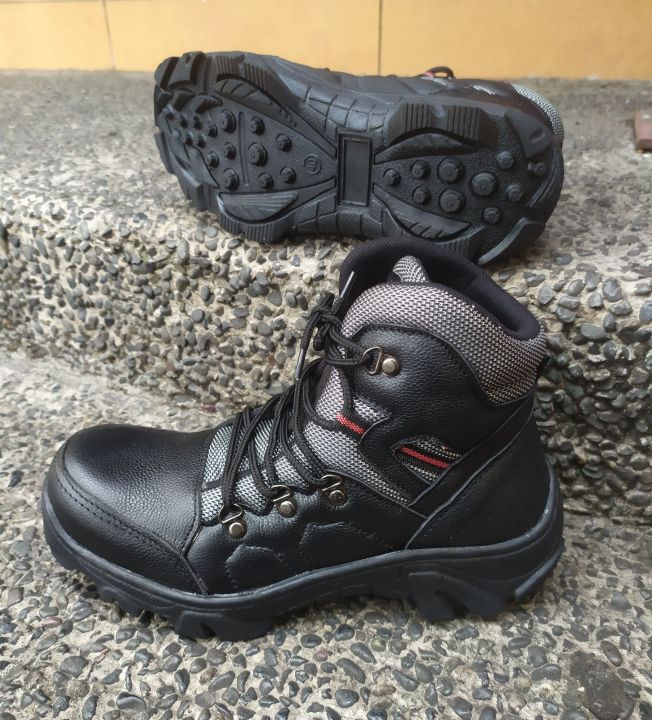 Sepatu Tactical Safety out door ( Ujung Besi ) pria Full kulit Asli ...
