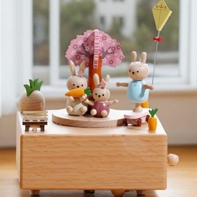 Wooden Rotating Train Music Box Horse Carousel Birthday Gift for Girls ...