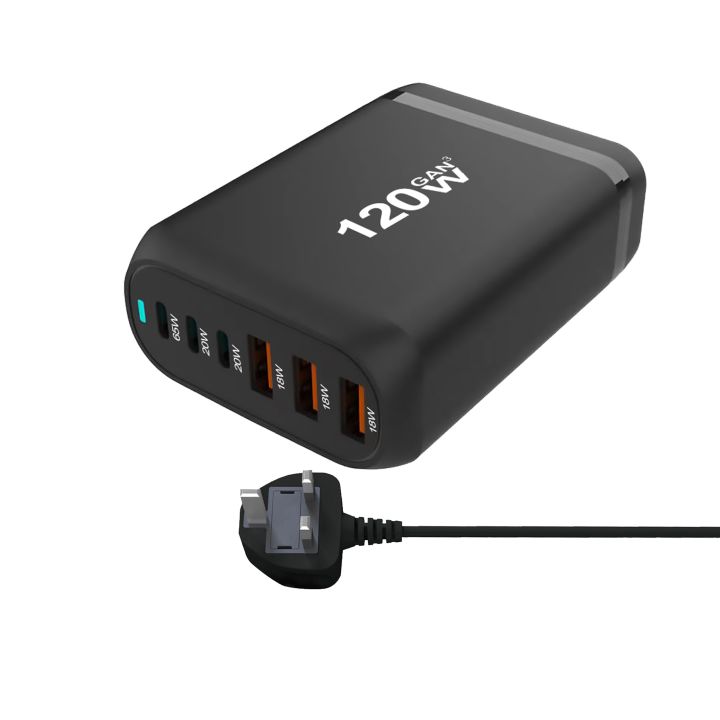 120W GAN Charger 6-port USB Type C PD Charger Fast Charge 3.0 USB Type ...