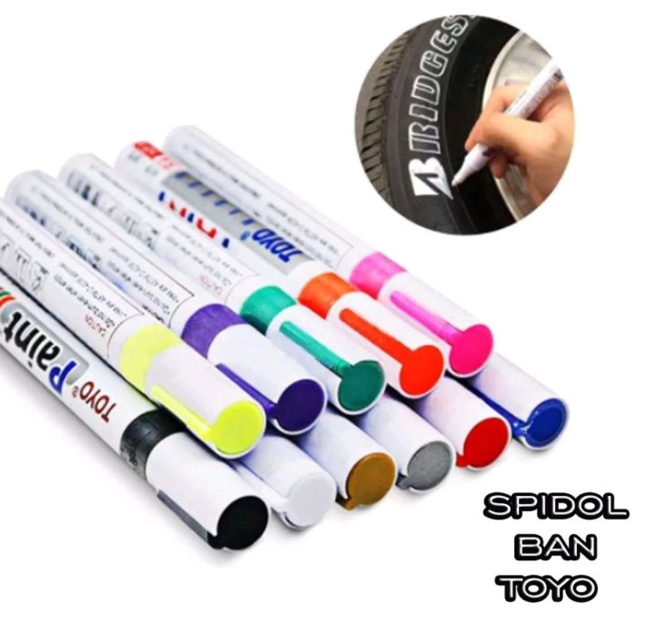 Spidol Ban Toyo Paint Marker Original Import Warna Warni : Silver Merah ...