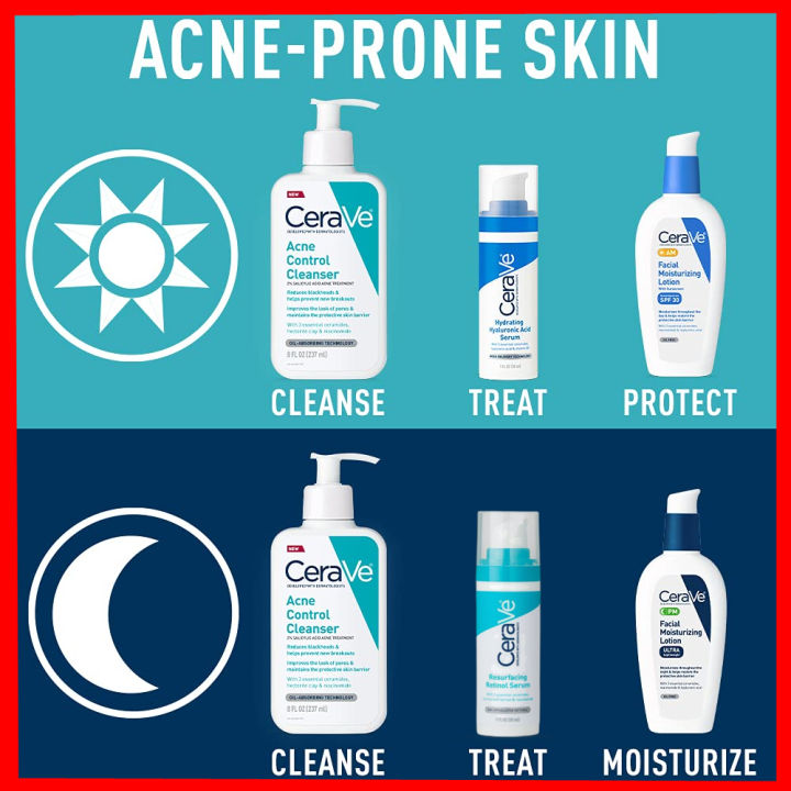 【buy 1 Free 1】cerave Acne Control Cleanser Retinol Serum Am Pm