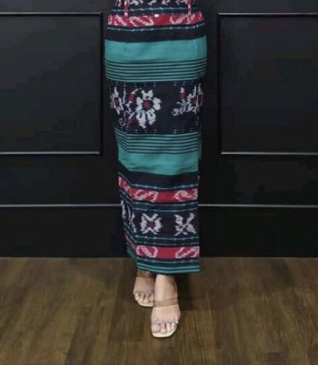 Rok tenun span panjang motifawar hijau - Bawahan wanita casual - Rok ...