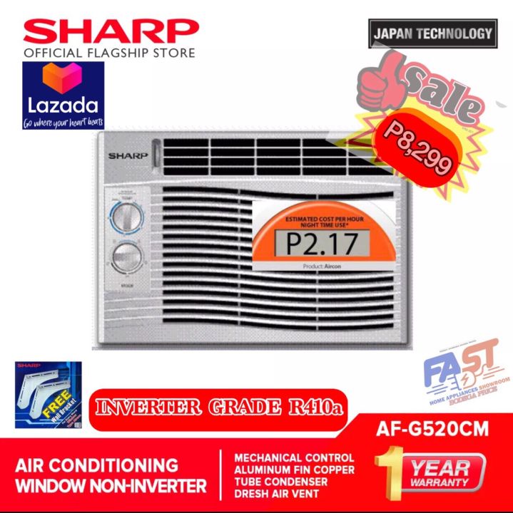 Sharp aircon window type 0.5HP Inverter Grade Refrigerant | Lazada PH