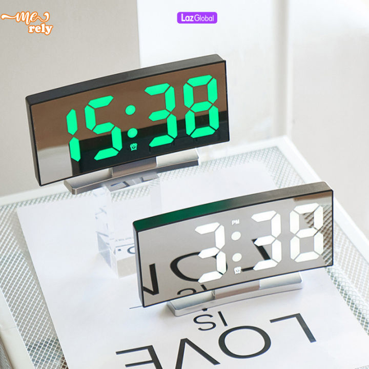 Sso Led Digital Alarm Clock Large Display Electronic Curved Screen Desk ...