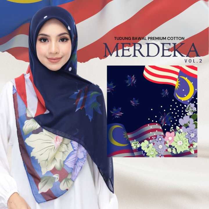 Tudung Merdeka ibu dan anak bidang 45/38 Material Cotton Premium | Lazada