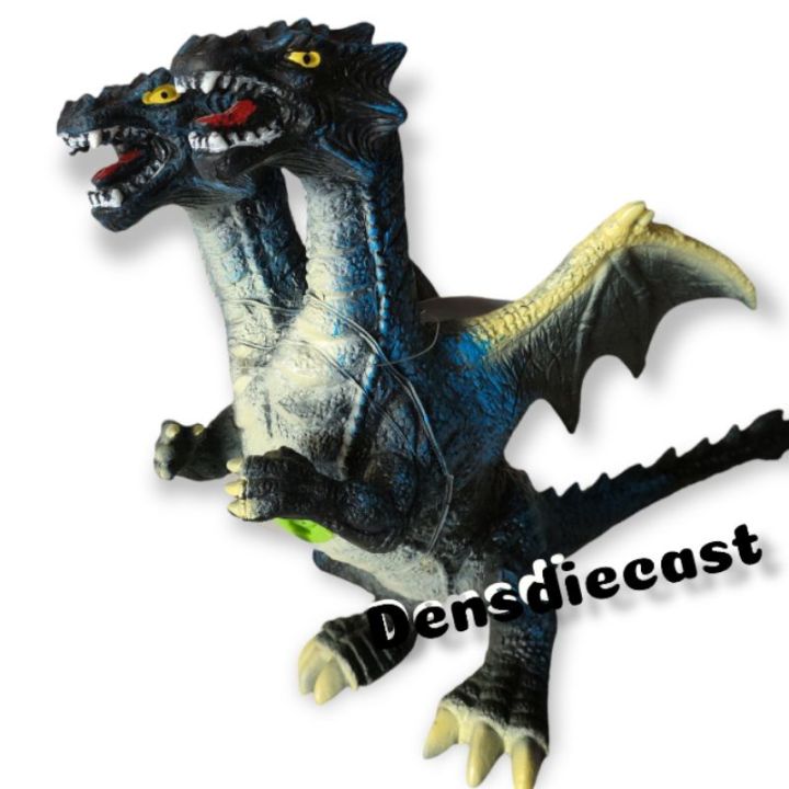 Boneka Soft Rubber Dragon Green Naga Dua Kepala With Sound Efek Big ...