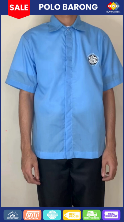 RMT Collection Senior High Polo Barong - Official Light Blue Uniform ...