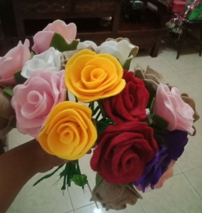 mawar flanel/ bunga mawar flanel/bunga tangkai/ bunga mawar tangkai ...