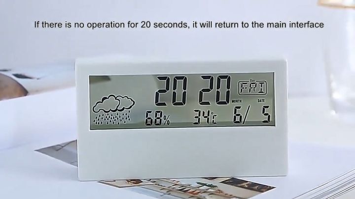 Weather Digital Electronic Clock with Light Student Silent Transparent ...