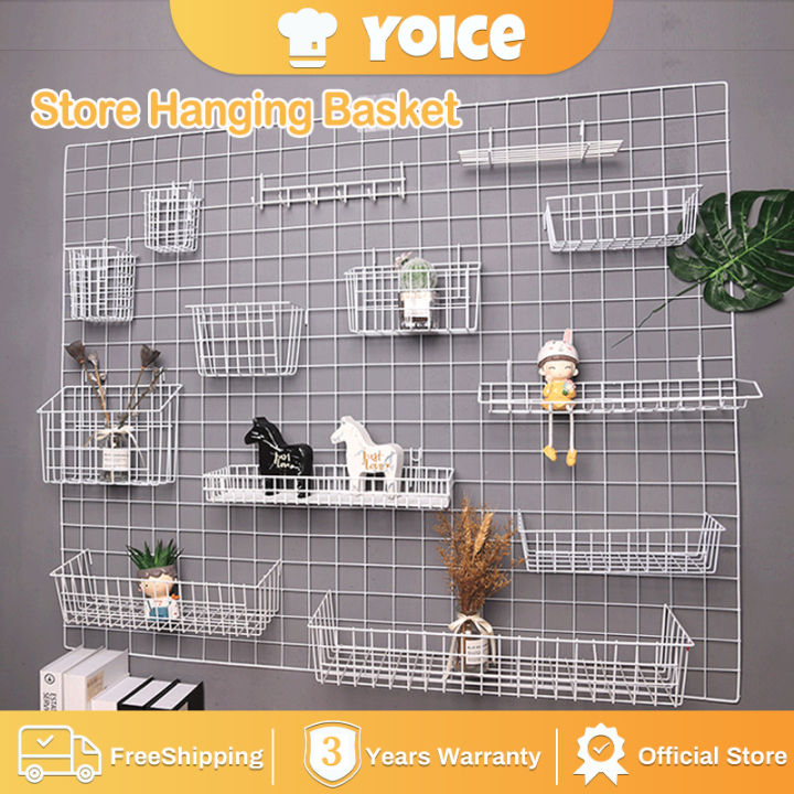 Yoice Store Hanging Basket Wall Grid Panel Hanging Wire Mesh Basket ...
