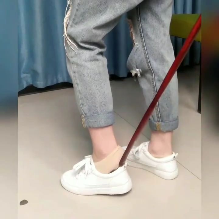 QS 70CM shoe horn long handle wood lazy shoe helper shoes insert stick ...