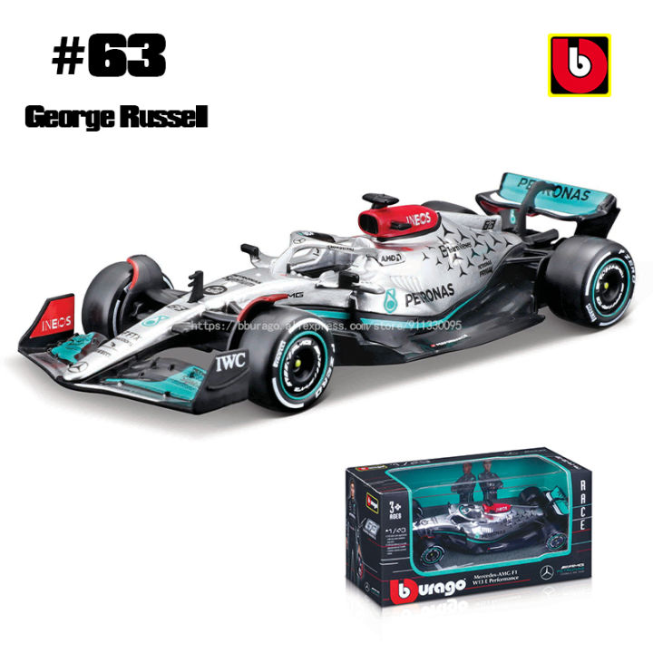 Bburago 1:43 The latest #63 Russell 2022 F1 Mercedes-AMG Team W13 #44 ...