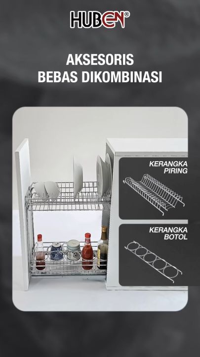 HUBEN RD-2 RAK DAPUR 30CM / 40CM BESI CHROME KERANGKA BOTOL PIRING ...