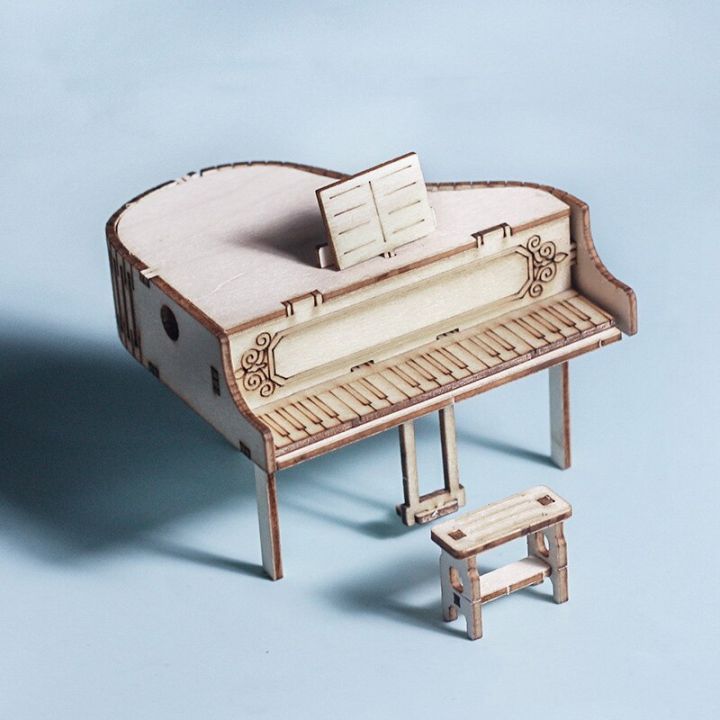 DIY 3D Wooden Puzzle Piano Music Box Model Kits Toys For Children Hand ...