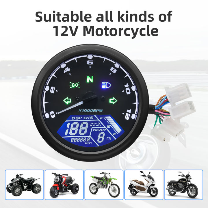 12V Motorcycle Speedometer Tachometer Fuel Meter for Cafe Racer 1-4 ...