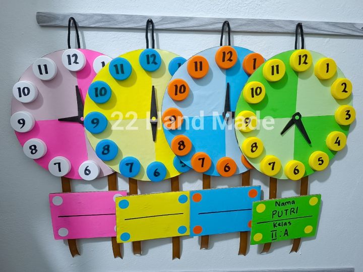 Prakarya/Kerajinan Jam dinding dari kardus kertas warna dan tutup botol ...