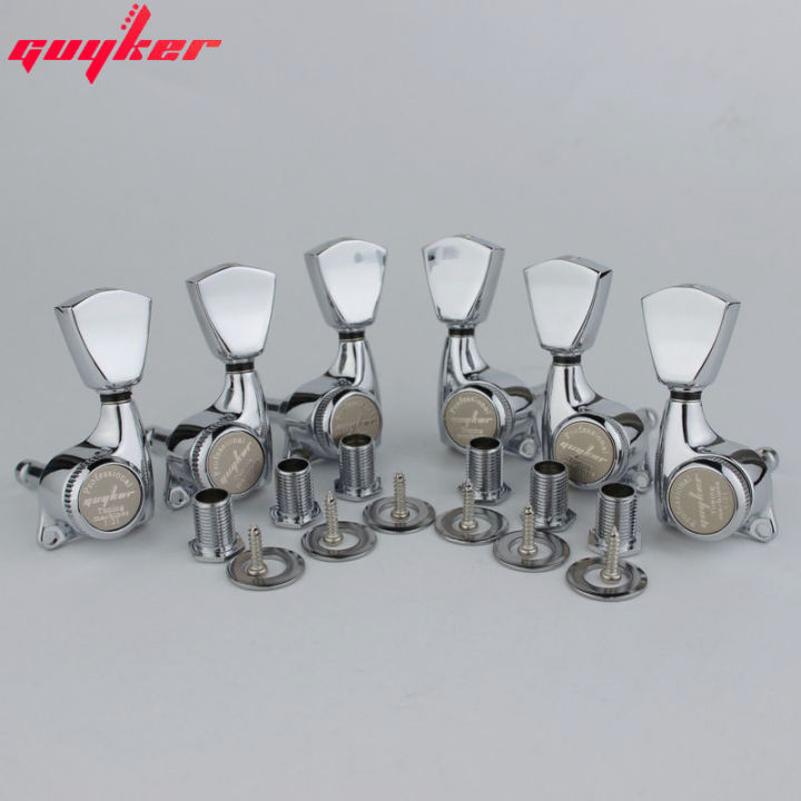 1 Set GUYKER Chrome/Black/Gold 1:21 Locking Tuners Lock String Tuners ...