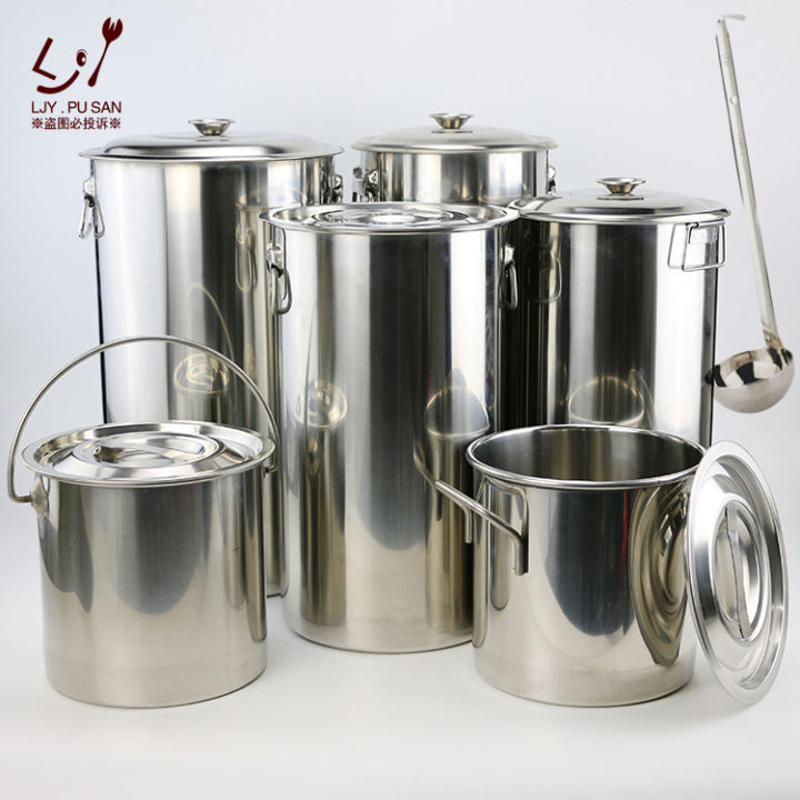 Extra Thick Stainless Steel Milk Tea Bucket Thick with Lid Stainless ...