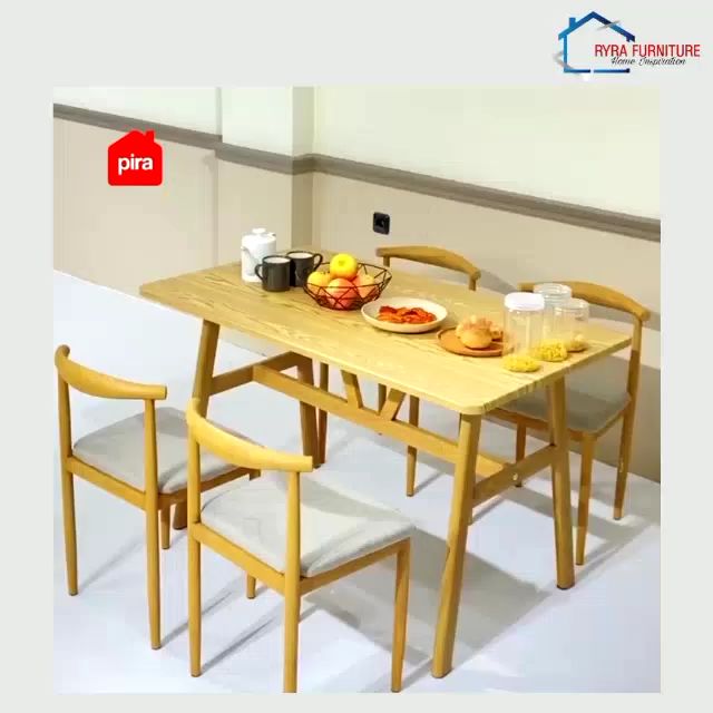 MEJA MAKAN SET DENGAN 4 KURSI /MEJA MAKAN MODERN MINIMALIS/MEJA MAKAN ...