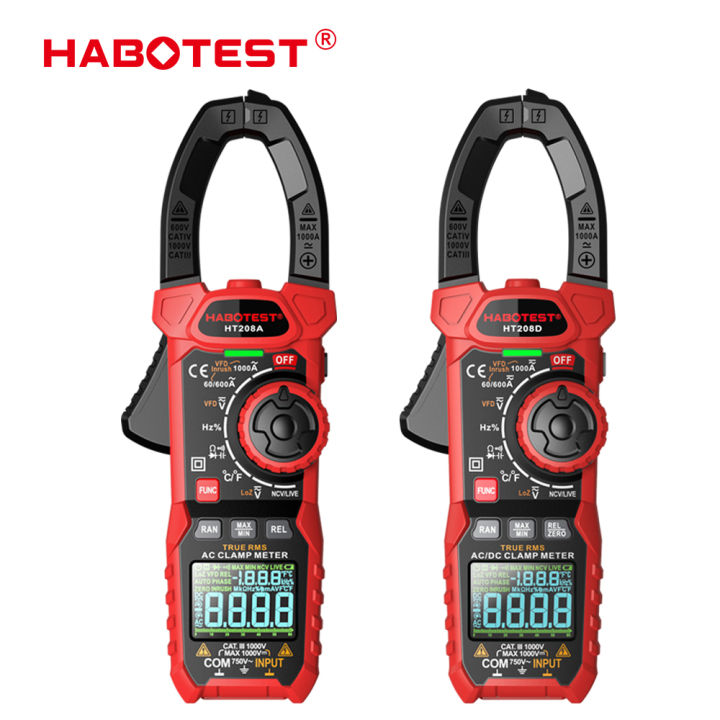 HABOTEST HT208 แคลมป์มิเตอร์ 1000V/1000A AC/DC 6000 ครั้ง มัลติมิเตอร์ ...