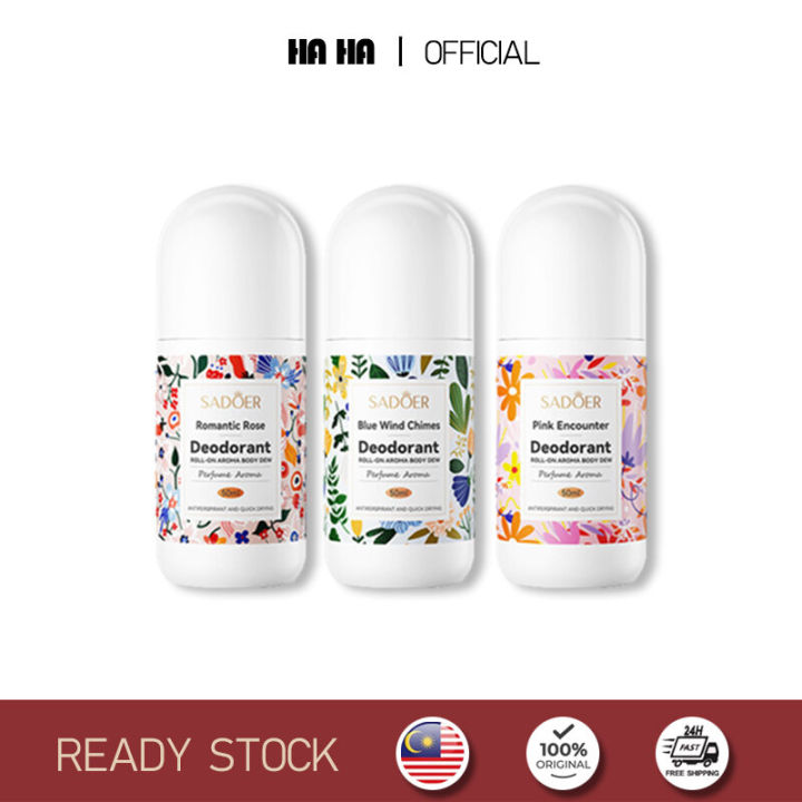 【Ready stock】SADOER Natural Deodorant Roll-On Aroma body Dew Invisible Care Anti-Perspirant Long ...