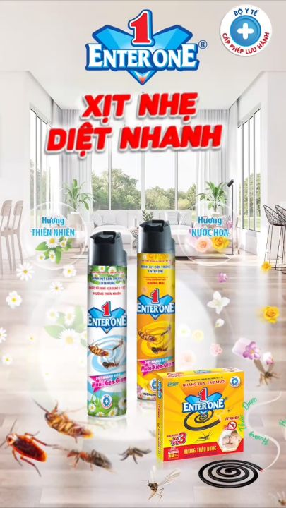 Bình xịt côn trùng EnterOne hương hoa thiên nhiên 600ml {Combo 5 chai}. Xịt diệt kiến ba khoang ...