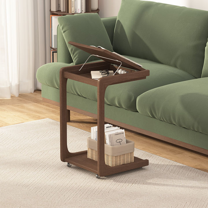 Shangxinge Solid Wood Flip Side Table Movable C- Type Table Living Room ...