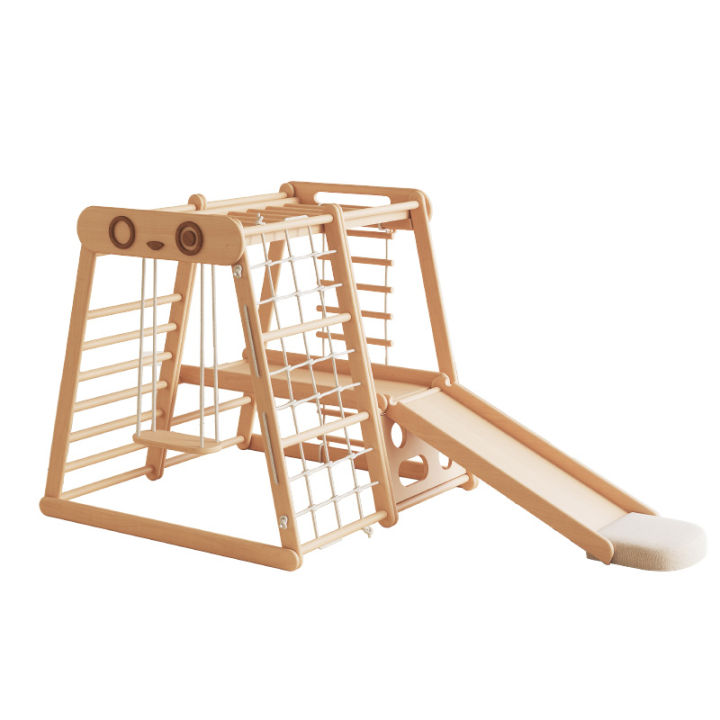 Shark Ninja | Birch Wooden Children Playhouse Climbing Frame Swing Ring ...