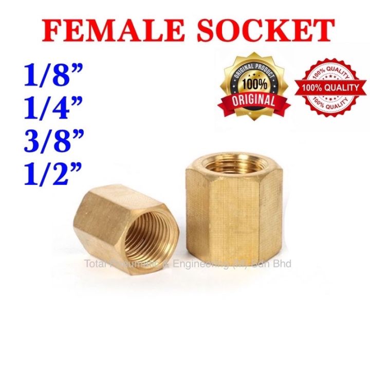 Brass Fitting Female Socket 1/8” 1/4” 3/8” 1/2” Brass Female Thread ...