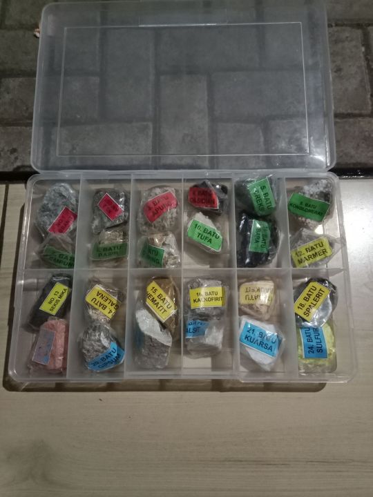 batu alam, kit batu bstuan, 24 jenis batu, sekolah, alat peraga ...