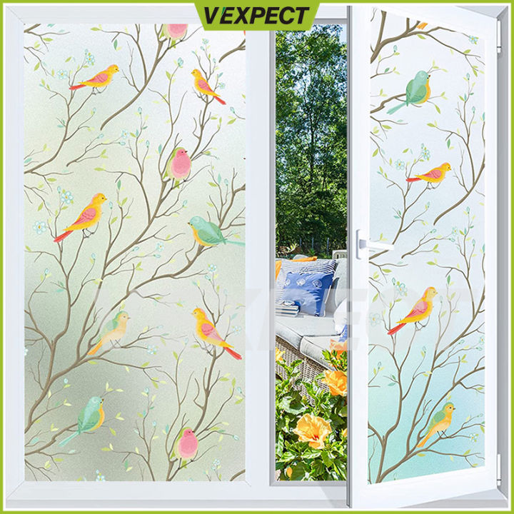 Stained Glass Privacy Window Sticker, Non-Adhesive Bird Window Tint ...