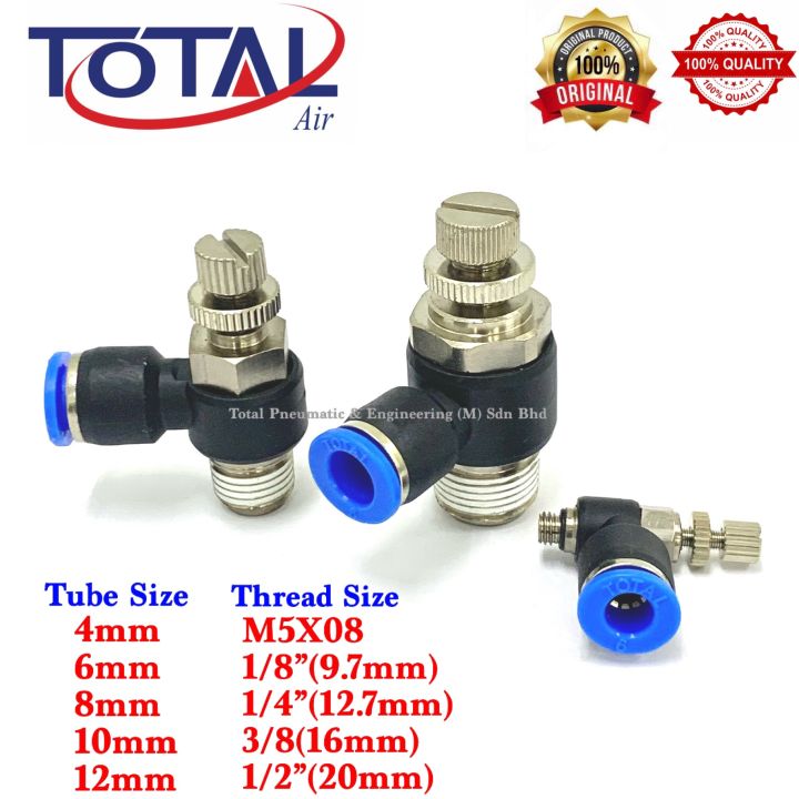 JSC Series 6MM Speed Controller 4MM 6MM 8MM 10MM 12MM Pneumatic Push In Fitting One Touch ...