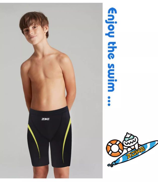 Zoke กางเกงขาสั้นสำหรับเด็กฝึกนักกีฬากางเกงว่ายน้ำสำหรับเด็กชายการแข่งขันเยาวชนแจมเมอร์กับเด็ก ...