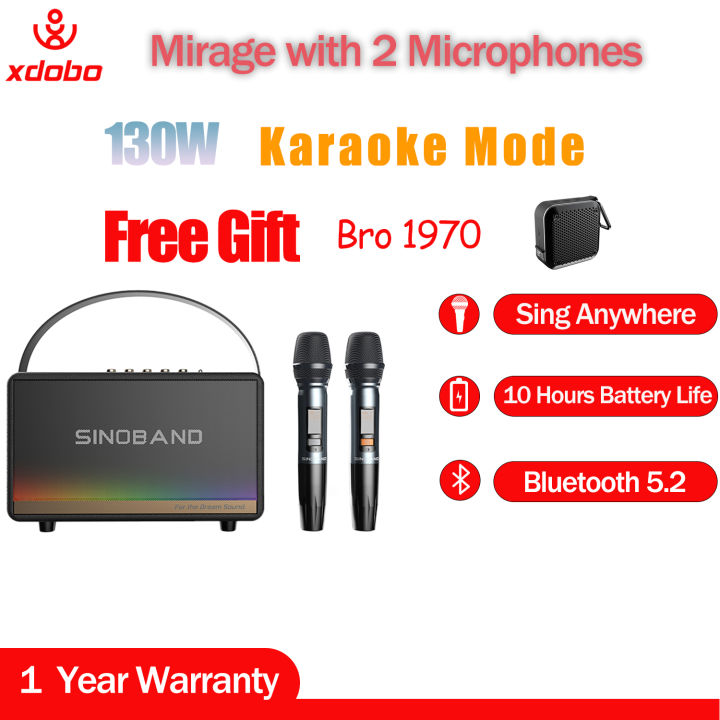 XDOBO Mirage 130W Wireless Bluetooth Speaker Karaoke Mode Deep Bass ...