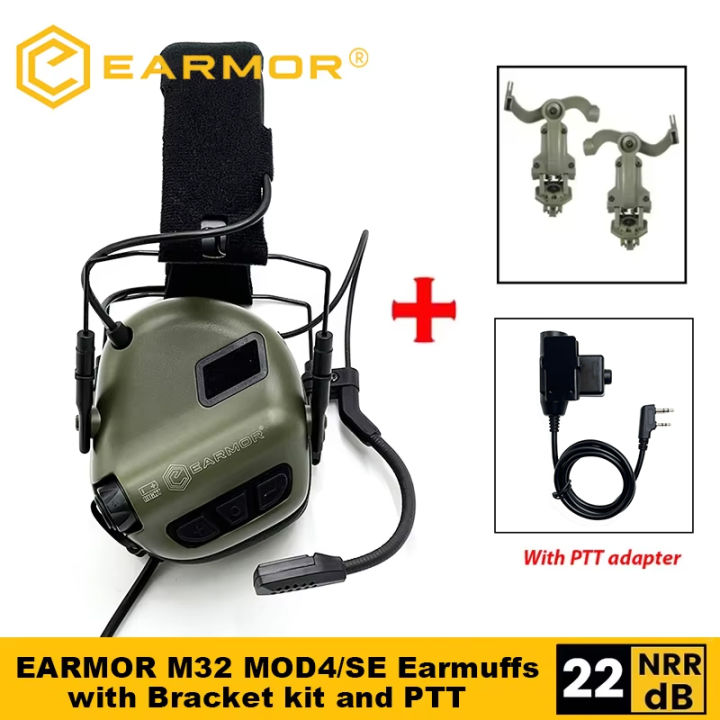 EARMOR M32 MOD4/SE Earmuffs, Noise Reduction Headset with Helmet ARC ...