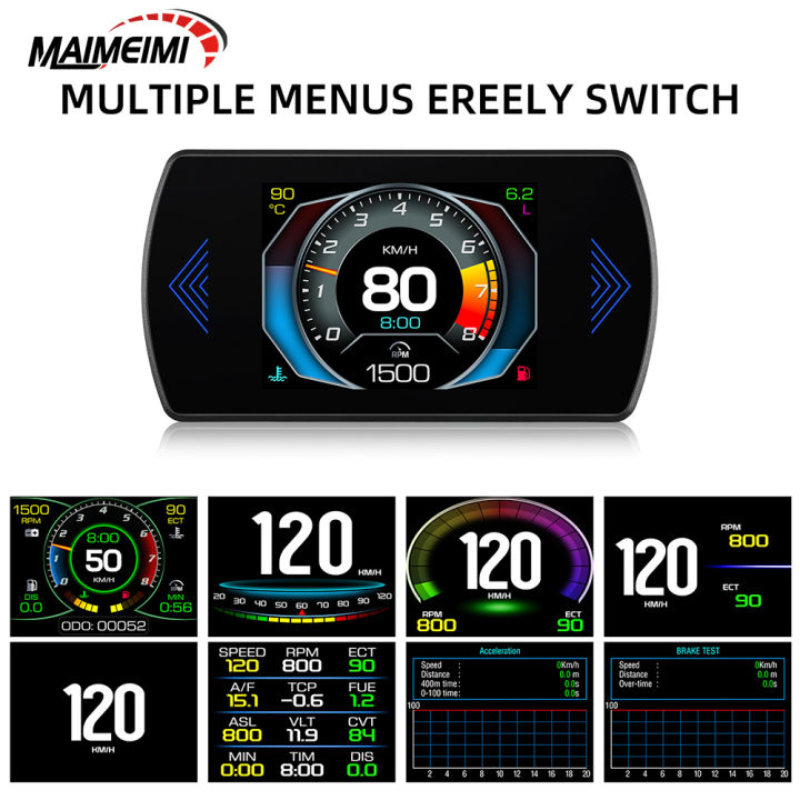 P12S OBD2 Head Up Display Smart Digital Meter Car Speedometer Tacho RPM ...