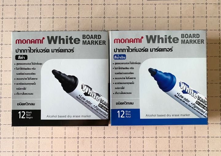 (12ด้าม)ปากกาไวท์บอร์ด ไวท์บอร์ด White Board โมนามิ Monami ชนิดหัวกลม ...