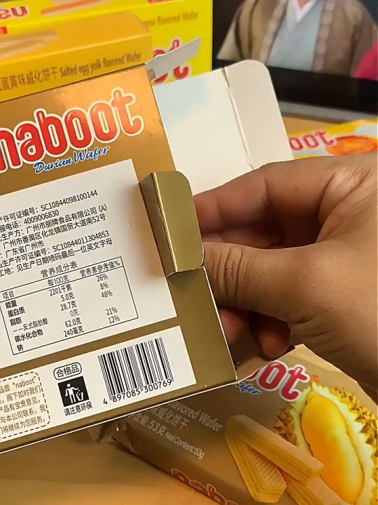 NABOOT Cookies Wafer 53g（Cheese, strawberry, coconut, salted egg yolk）4 ...