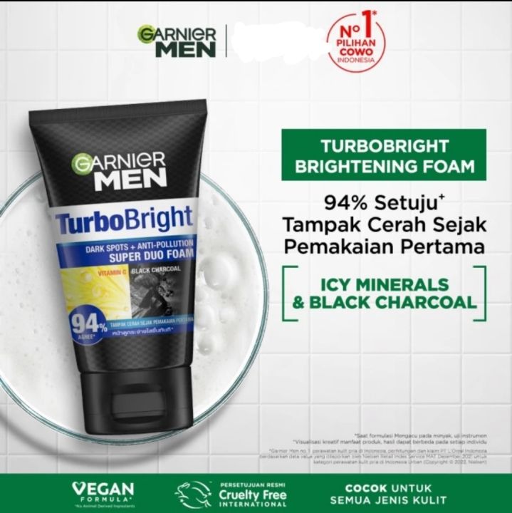 Garnier Men Turbo Bright Super Duo Foam 100ml | Lazada Indonesia