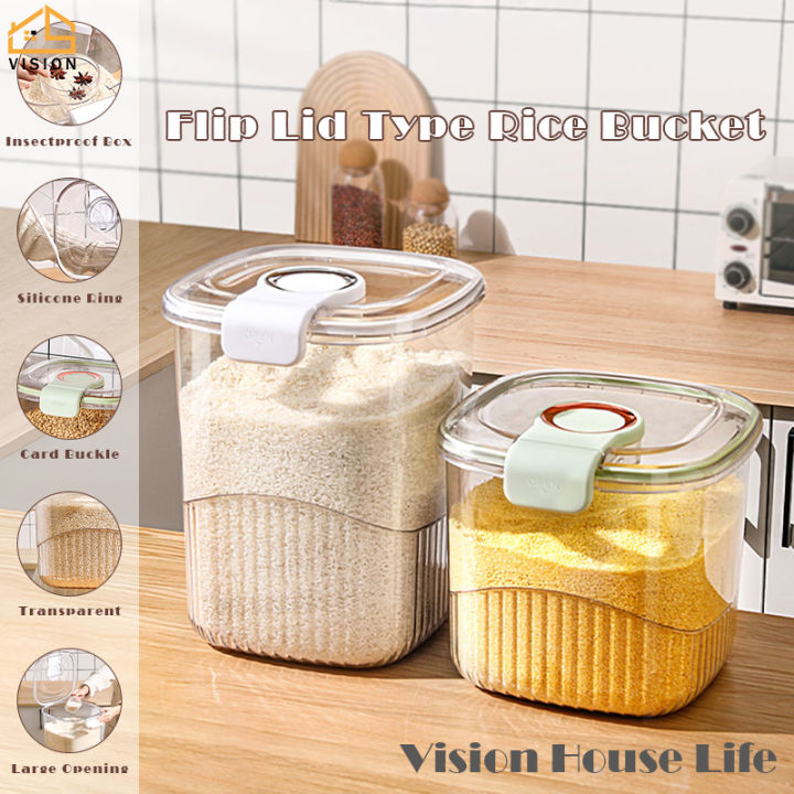Vision 5/10/15KG Rice Storage Box Transparent Large Capacity Rice ...