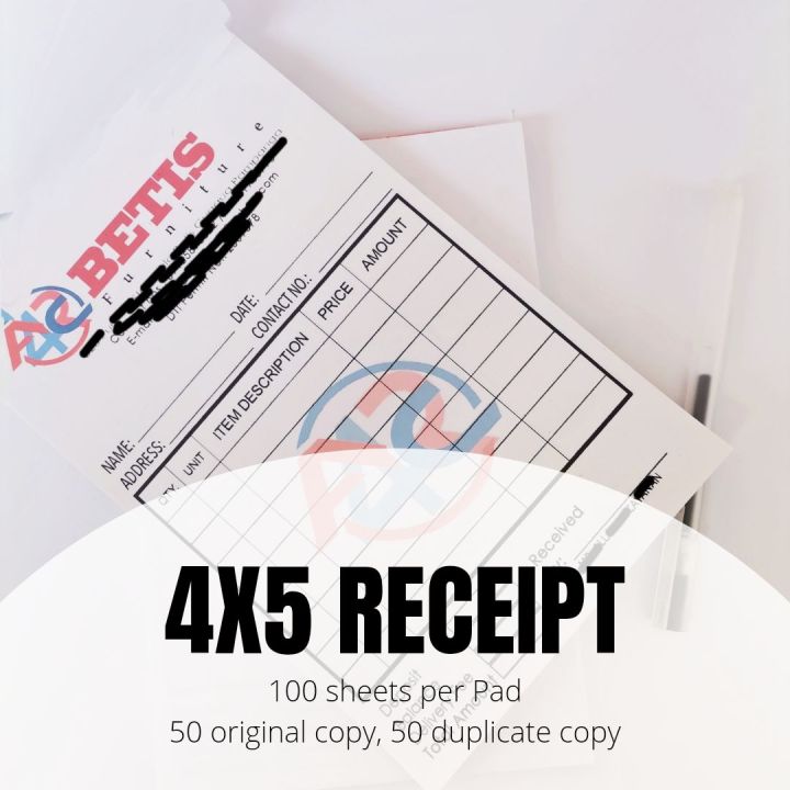 4x5 Customized Receipt, NON CARBONIZED (Non-BIR) | Lazada PH