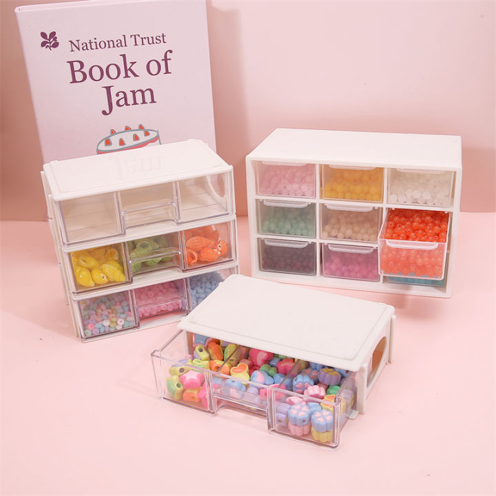Cute Desktop 9 Grid Beads Storage Boxes Organizer Transparent Small ...